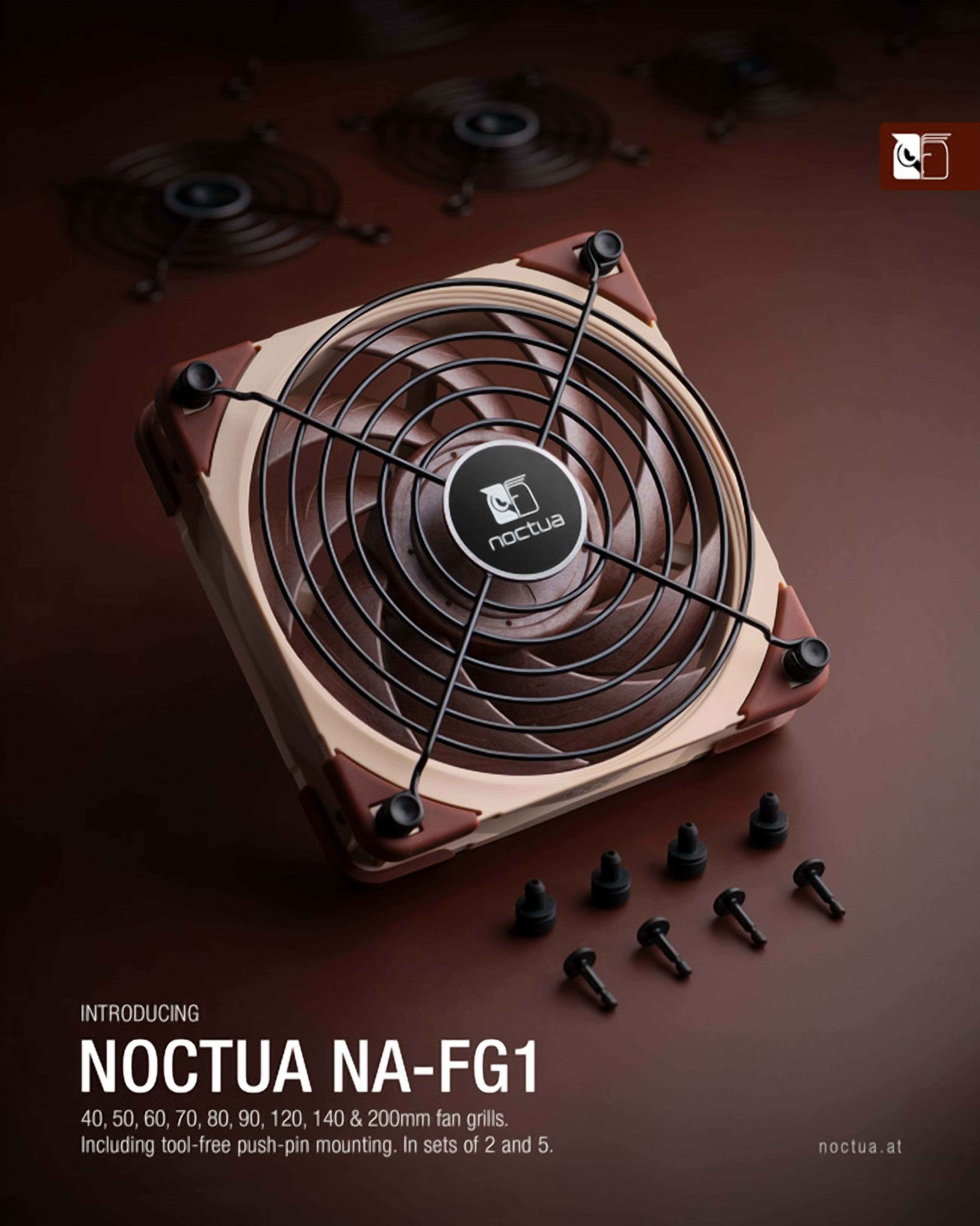 Noctua NA-FG1: Lüftergitter mit abgesetztem Push-Pin-Montagesystem - Hardwareluxx